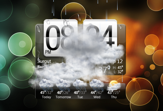 HTC styled clock and weather gadget for Windows desktop